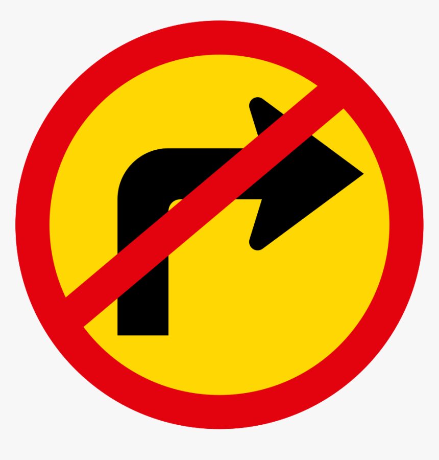 Transparent Blank Road Sign Png - Right Turn Ahead Prohibited Sign, Png ...