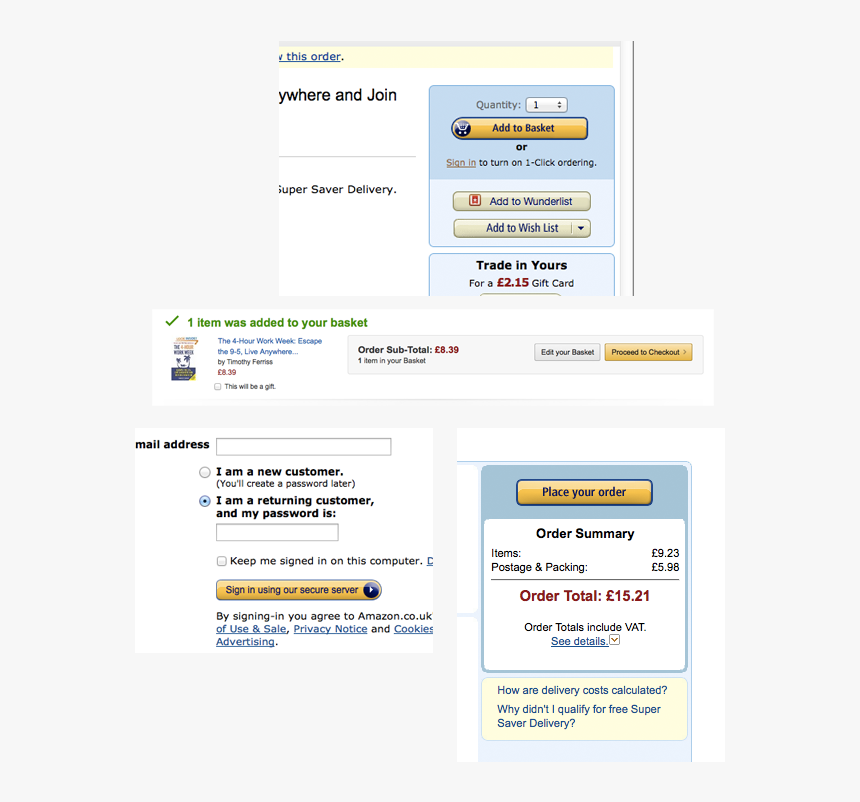 Amazon Checkout - Amazon Proceed To Checkout Steps, HD Png Download ...