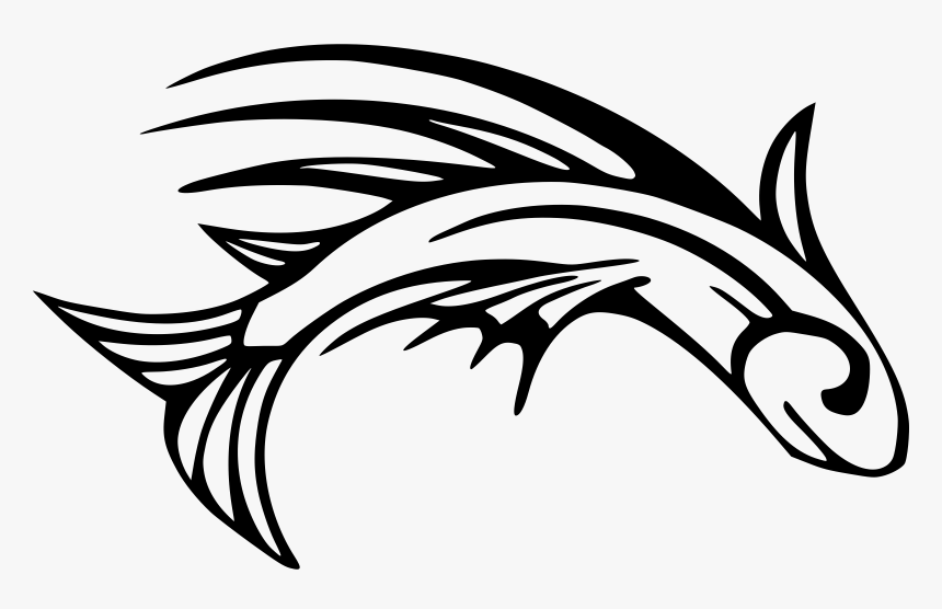 Fish Tail Clipart Black And White Picture Transparent - Stylised Fish ...