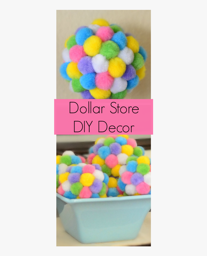Dollar Store Pom Pom Ball Decor Pinnable Image - Marshmallow, HD Png ...