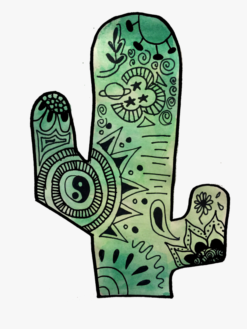 Cactus Watercolor Zentangle - Zentangle Art Cactus, HD Png Download ...