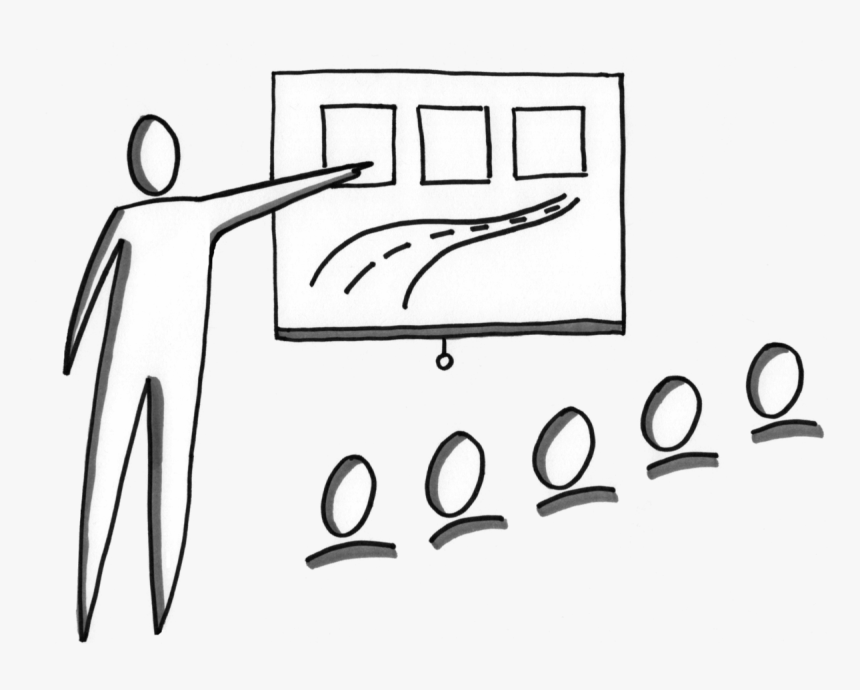 A Teacher Teaches Students In Front Of The Class Pointing - Line Art ...