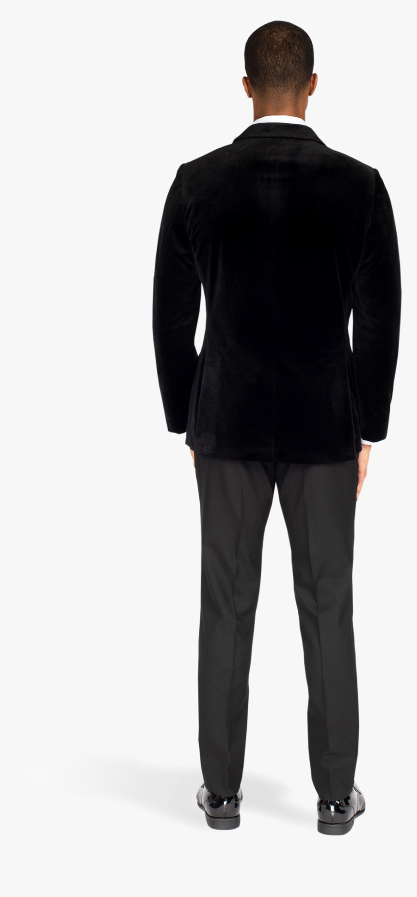 Black Velvet Peak Lapel Tuxedo - Back Of Double Breasted Suit, HD Png ...