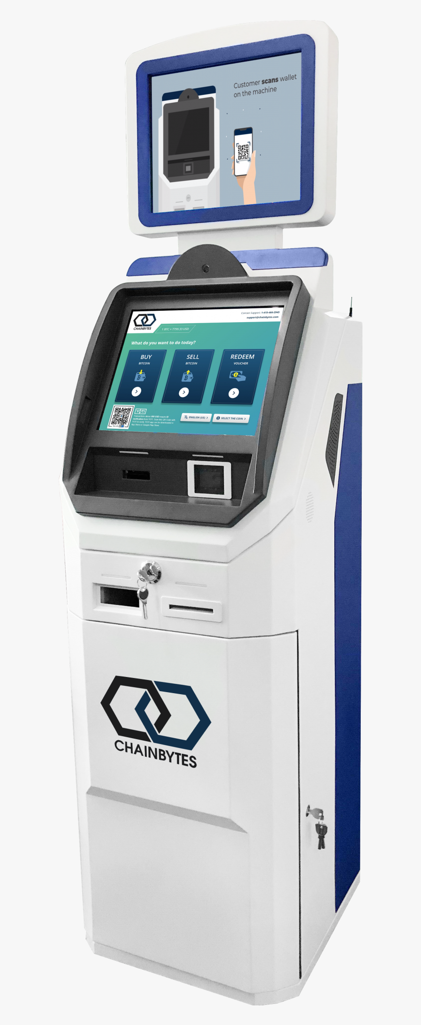 Bitcoin Atm With 2 Screens By Chainbytes - Atm Machine Alarm, HD Png ...