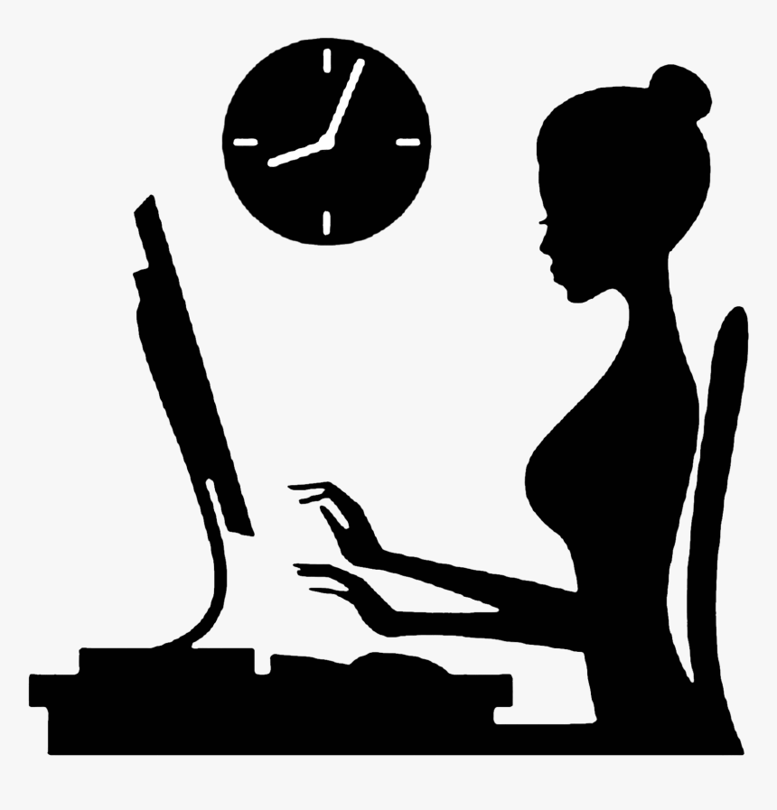 Working Woman Vector Clipart , Png Download - Lady At Computer Clipart ...