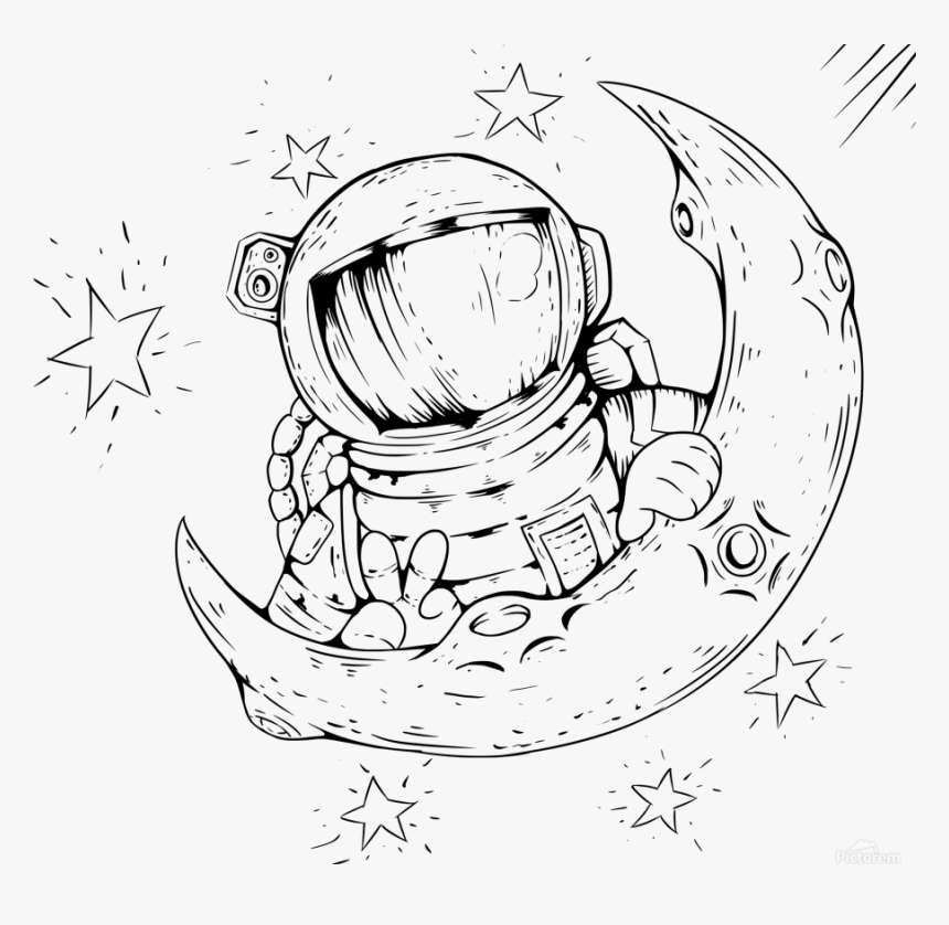 Drawing Of Astronaut On Moon