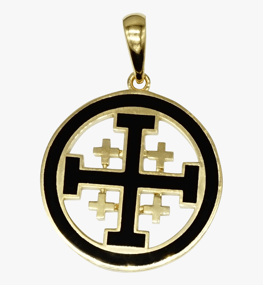 14k Gold Jerusalem Cross Pendant With Black Enamel - Jerusalem Cross ...