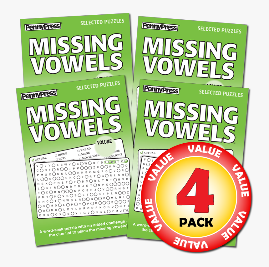 Penny Dell Favorite Missing Vowels Word Seek 4-pack - Carmine, HD Png Download , Transparent Png ...