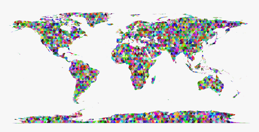 Clipart Prismatic Triangularized World Map - World Map Equirectangular ...