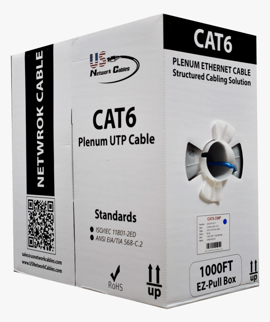 Cat6 Plenum 1000ft Solid Cmp Rated Bulk 550mhz Utp - Box, HD Png ...