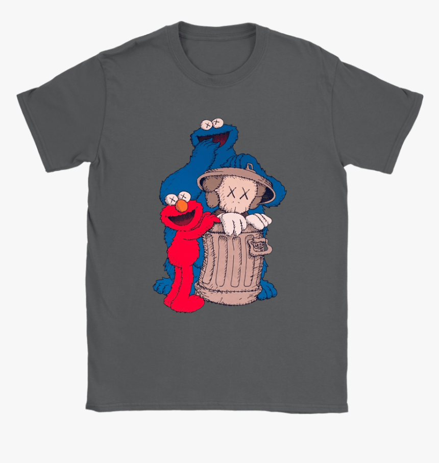 Elmo And Cookie Monster Hide Kaws In Trash Can Shirts, HD Png Download ...