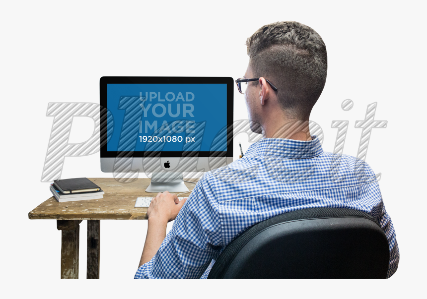 Imac Png Mockup Of A Man Work, Transparent Png , Transparent Png Image ...