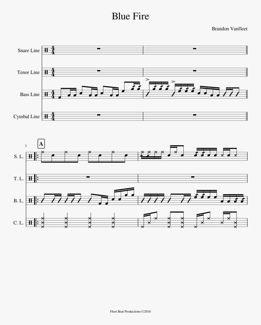 Blue Fire Sheet Music For Percussion Download Free, HD Png Download ...