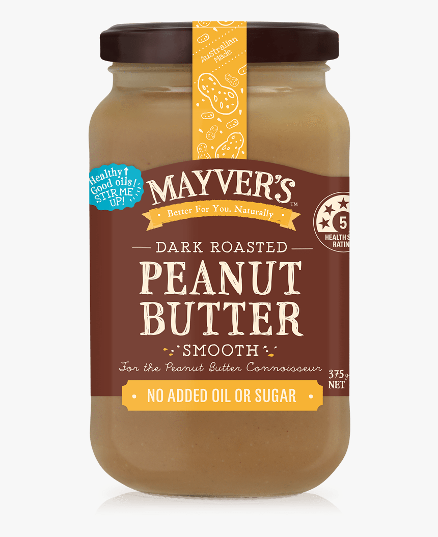 Mayvers Peanut Butter Dark Roasted Smooth 375g, HD Png Download ...