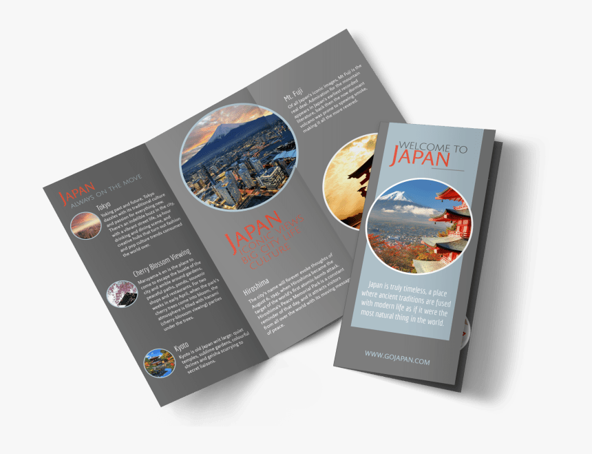 Japan Travel Tri-fold Brochure Template Preview - Brochure Template In ...