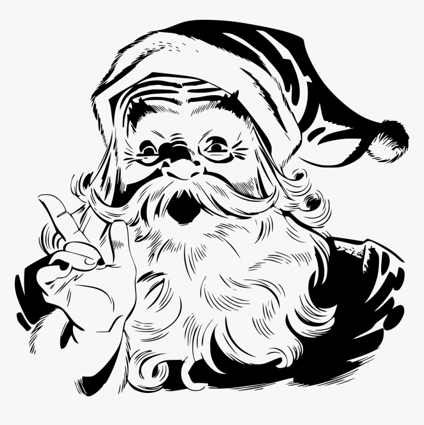 Santa Claus Black And White, HD Png Download , Transparent Png Image ...
