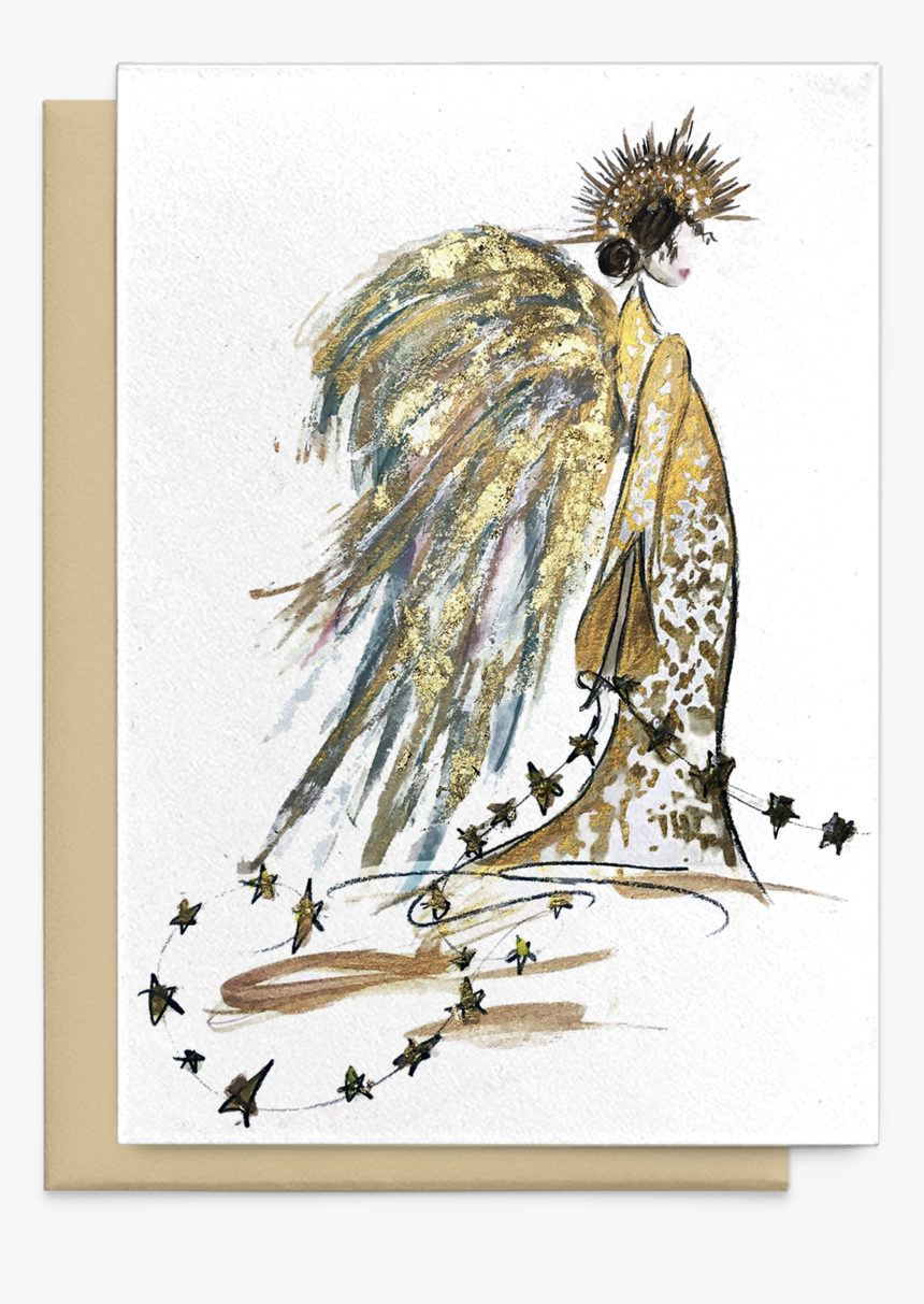 Deco Angel Folded Card- Single Or Set Of, HD Png Download , Transparent ...