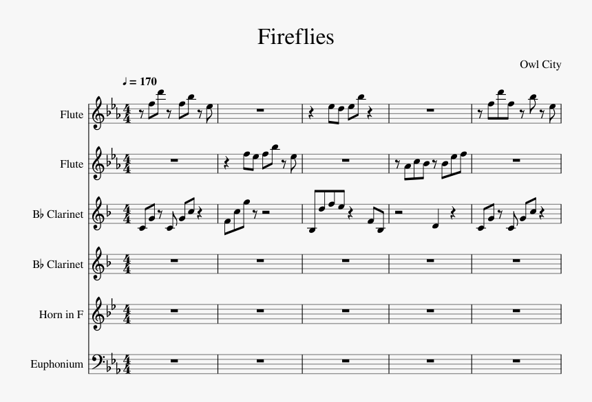 Sheet Music For Clarinet Fireflies