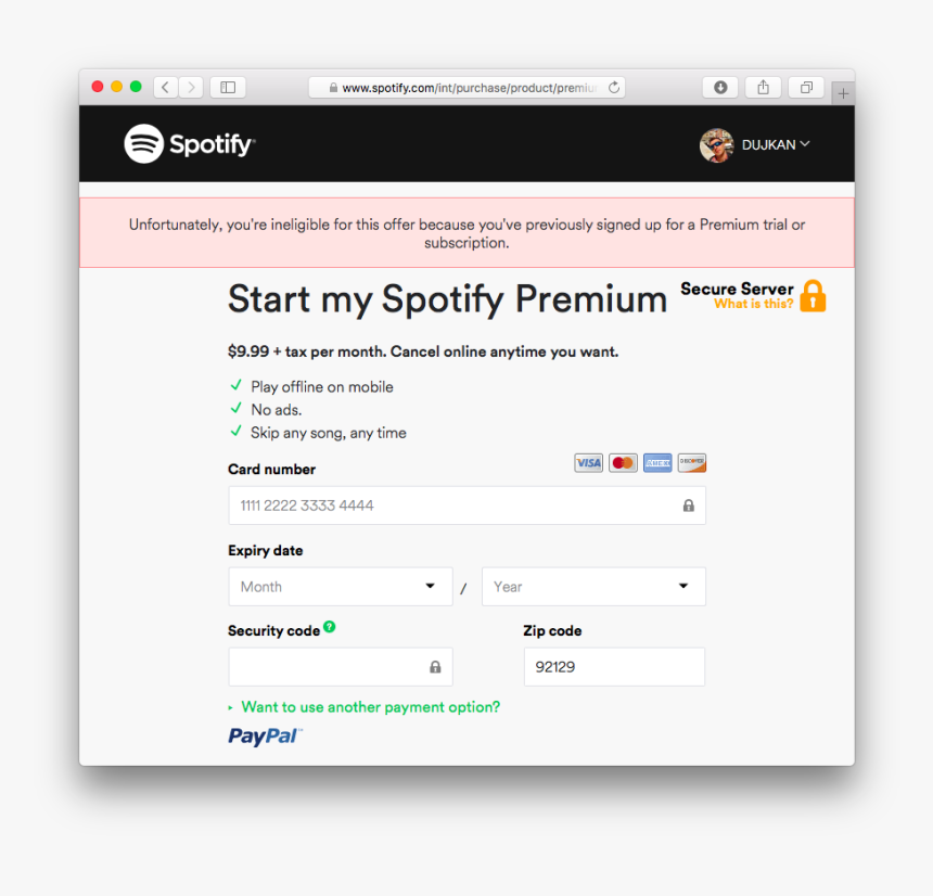 Spotify Premium Trial Ineligible, HD Png Download , Transparent Png ...