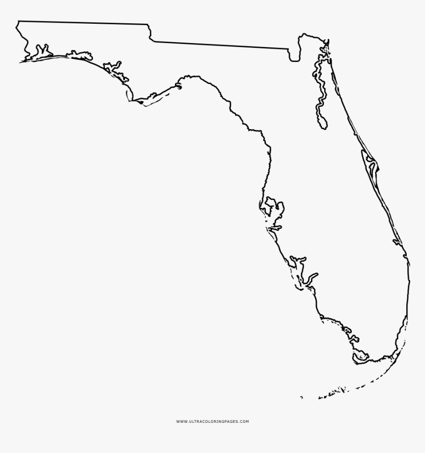 Florida Map Coloring Page, HD Png Download , Transparent Png Image ...