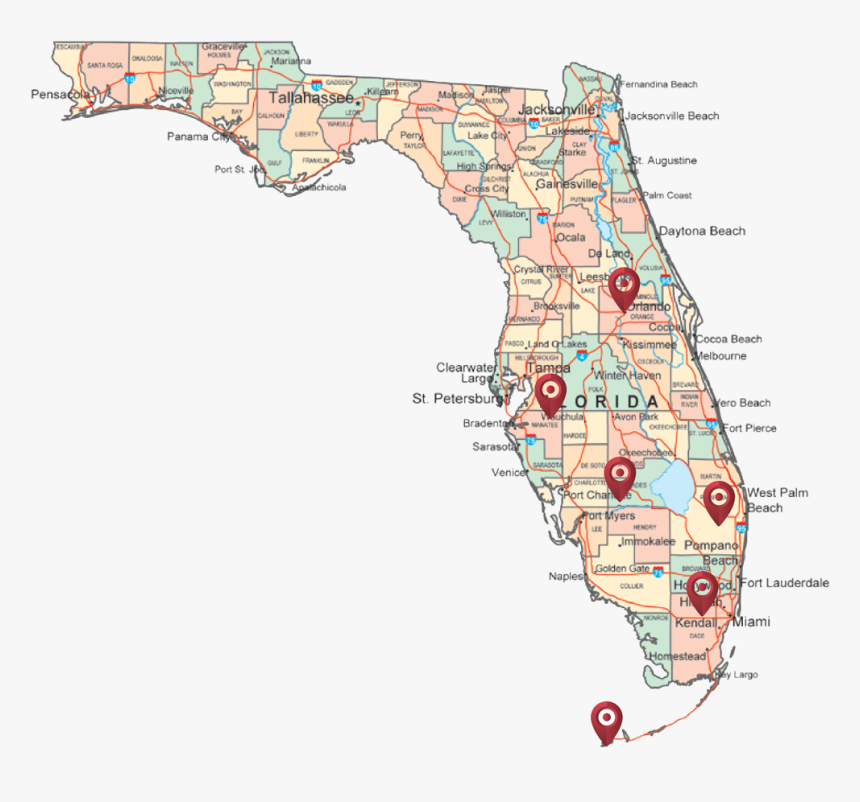 Florida State On A Map , Png Download, Transparent Png , Transparent ...