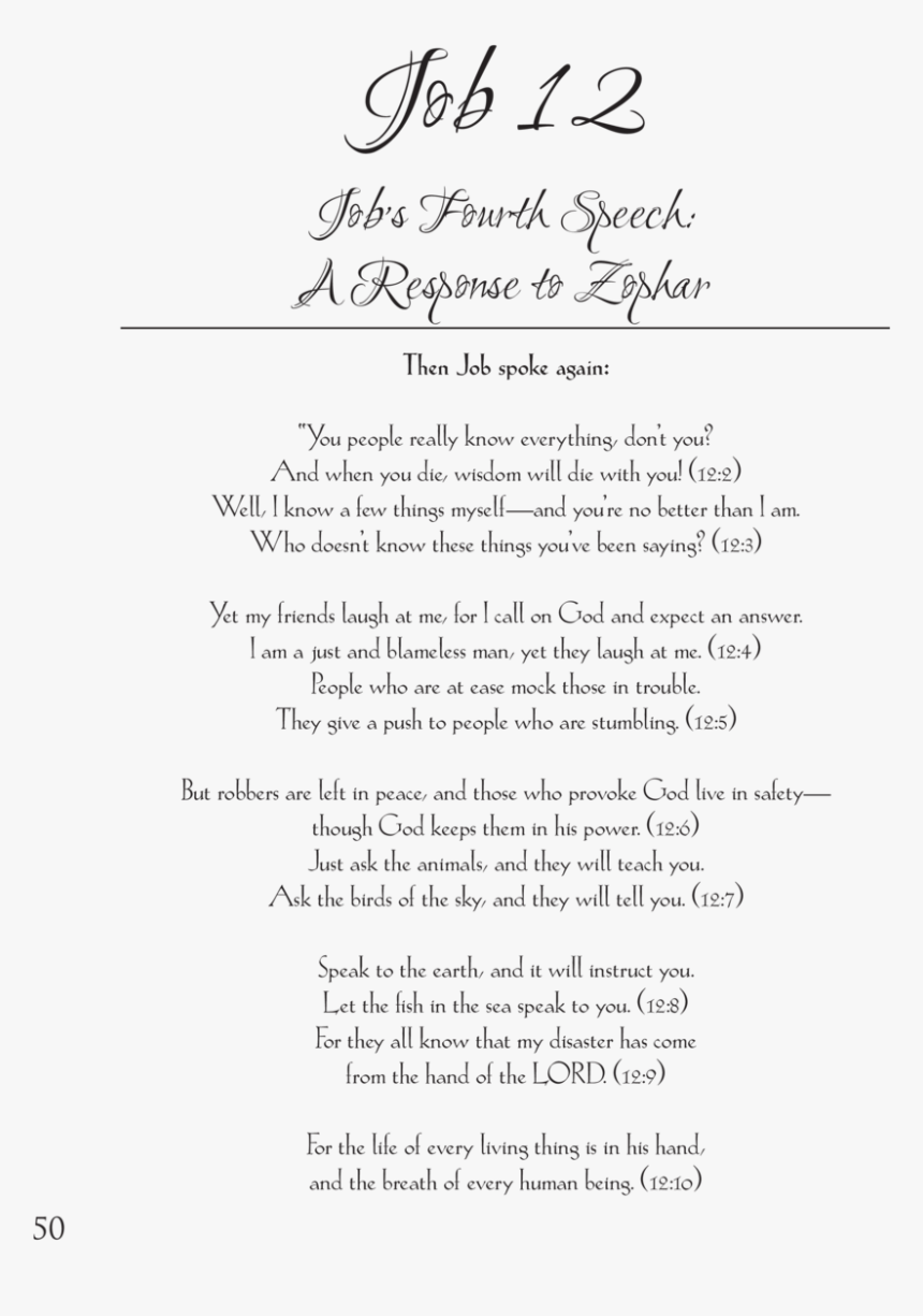 Job 12 Job S Fourth Speech A Response To Zophar Then, HD Png Download ...