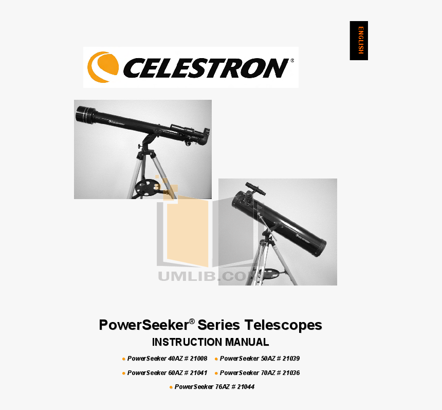 Celestron Telescope Powerseeker 50 Pdf Page Preview, HD Png Download , Transparent Png Image ...