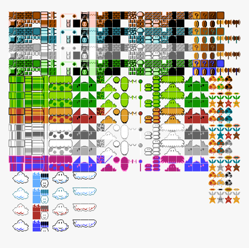 Mario Tile Sprite Sheet , Png Download, Transparent Png , Transparent ...