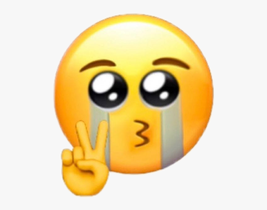 #emoji #crying #peacesign, HD Png Download , Transparent Png Image ...