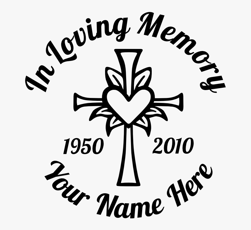 In Loving Memory Cross With Heart Sticker, HD Png Download ...