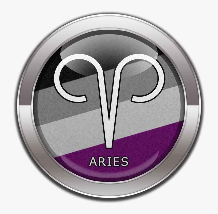 Aries Horoscope Symbol On Round Asexual Pride Flag, HD Png Download ...