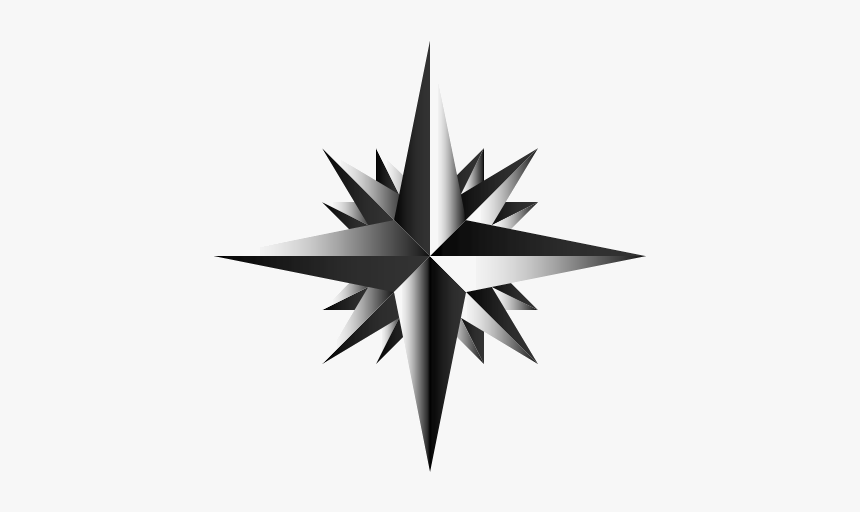 Compass Rose Black On White Transparent - Compass Rose, HD Png Download ...