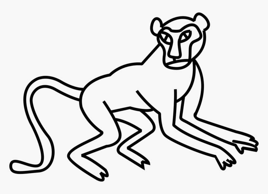 Vector Illustration Of Primate Monkey Ape - Line Art, HD Png Download ...