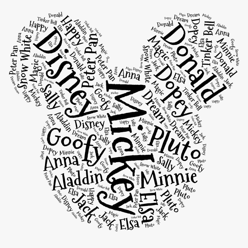 Mickey Mouse Word Cloud, HD Png Download , Transparent Png Image - PNGitem
