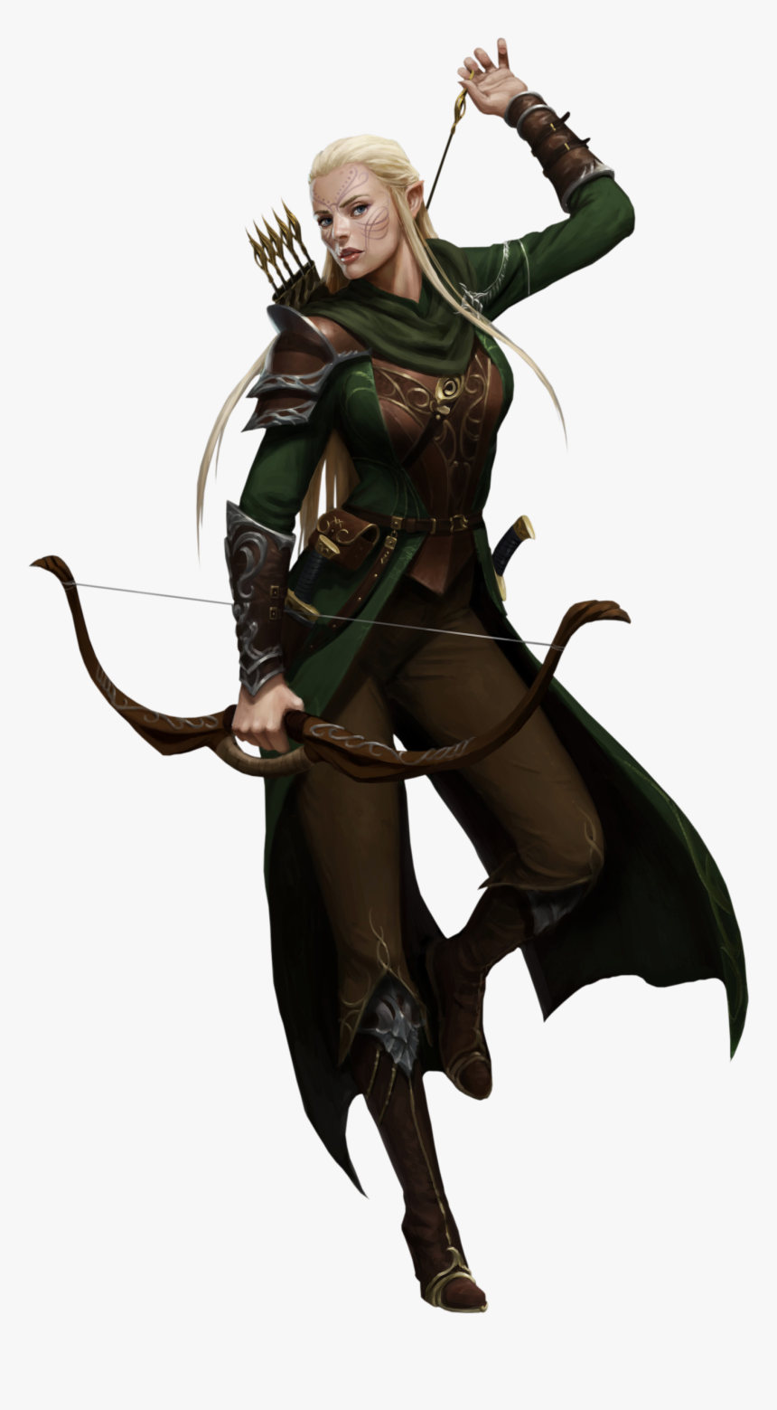 Pathfinder Female Elf Ranger , Png Download, Transparent Png ...