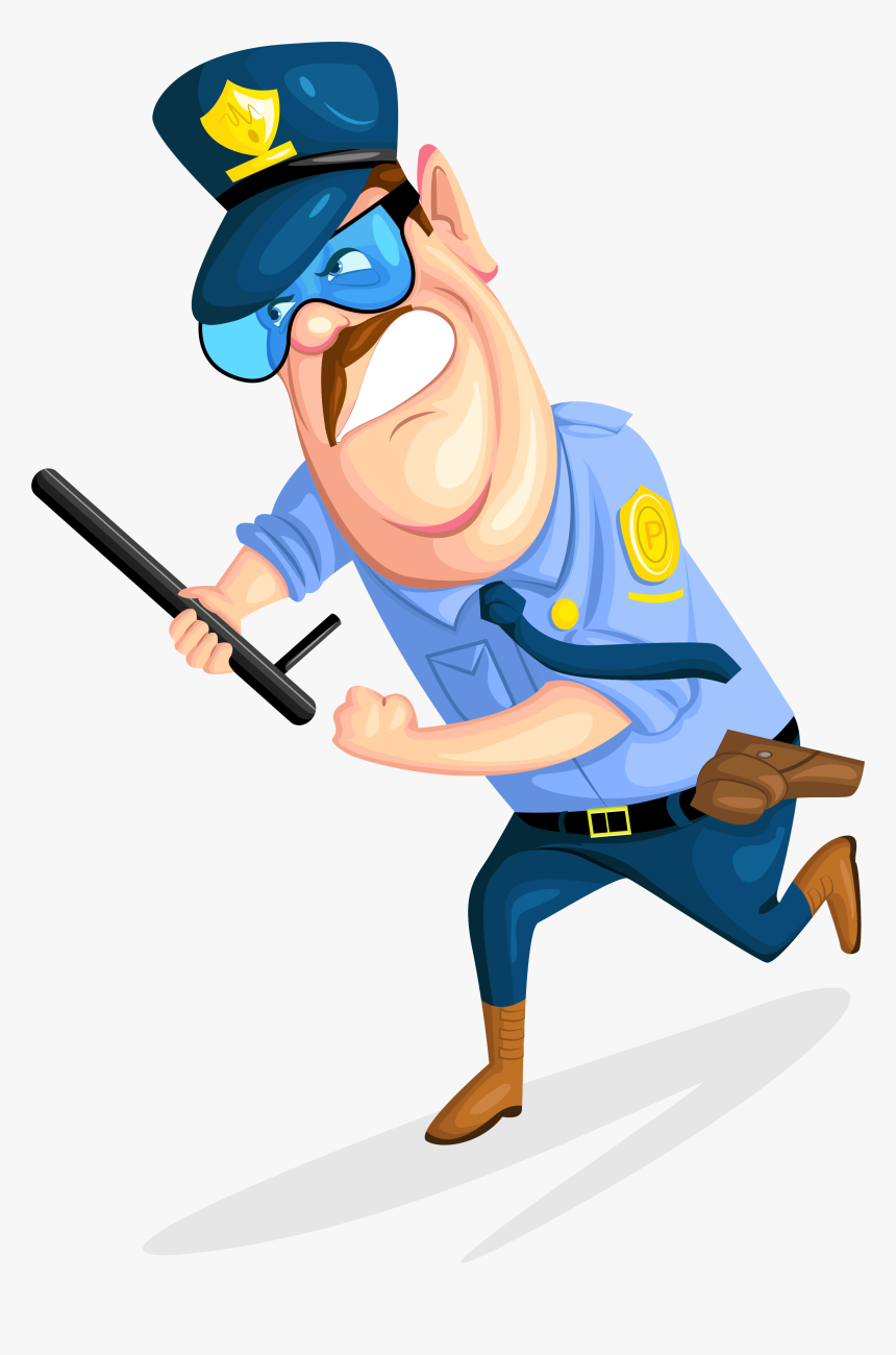 Cartoon Guard Police Officer Batons Guards, HD Png Download ...