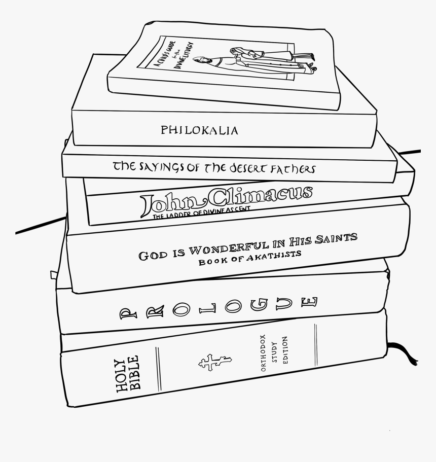 Line Drawing Of The Pile Of Orthodox Books, HD Png Download ...