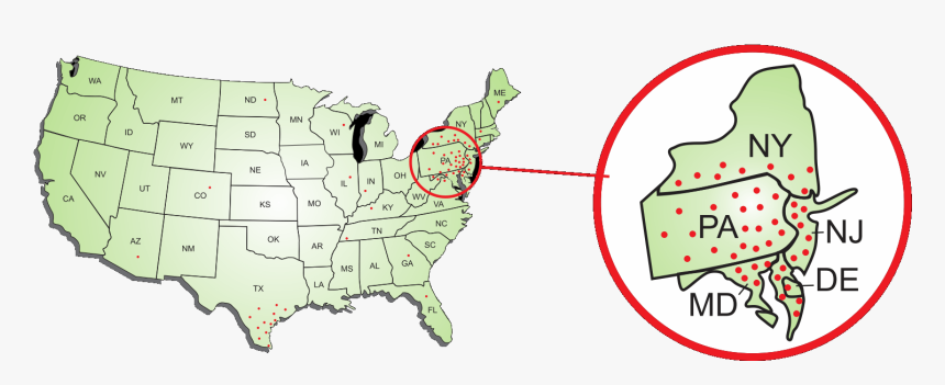 Map Of Usa With Red Dots - United States Map Dark Background, HD Png ...