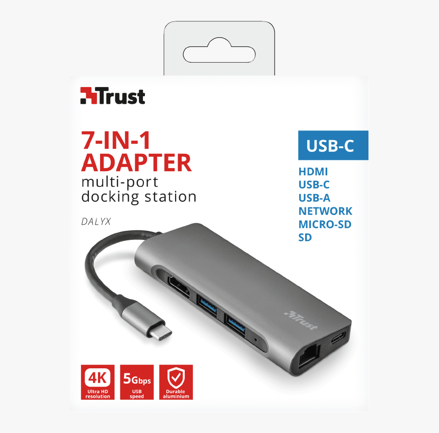 Dalyx Aluminium 7 In 1 Usb C Multi Port Adapter, HD Png Download ...