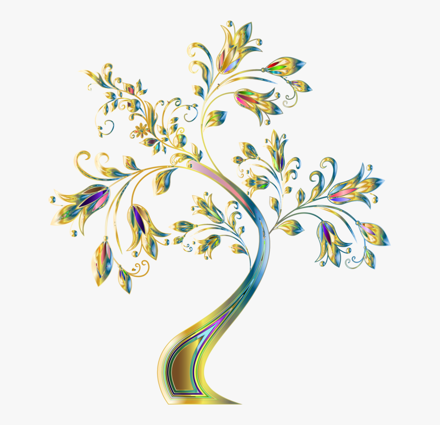 Flower Tree White Floral Design Stencil, HD Png Download , Transparent ...
