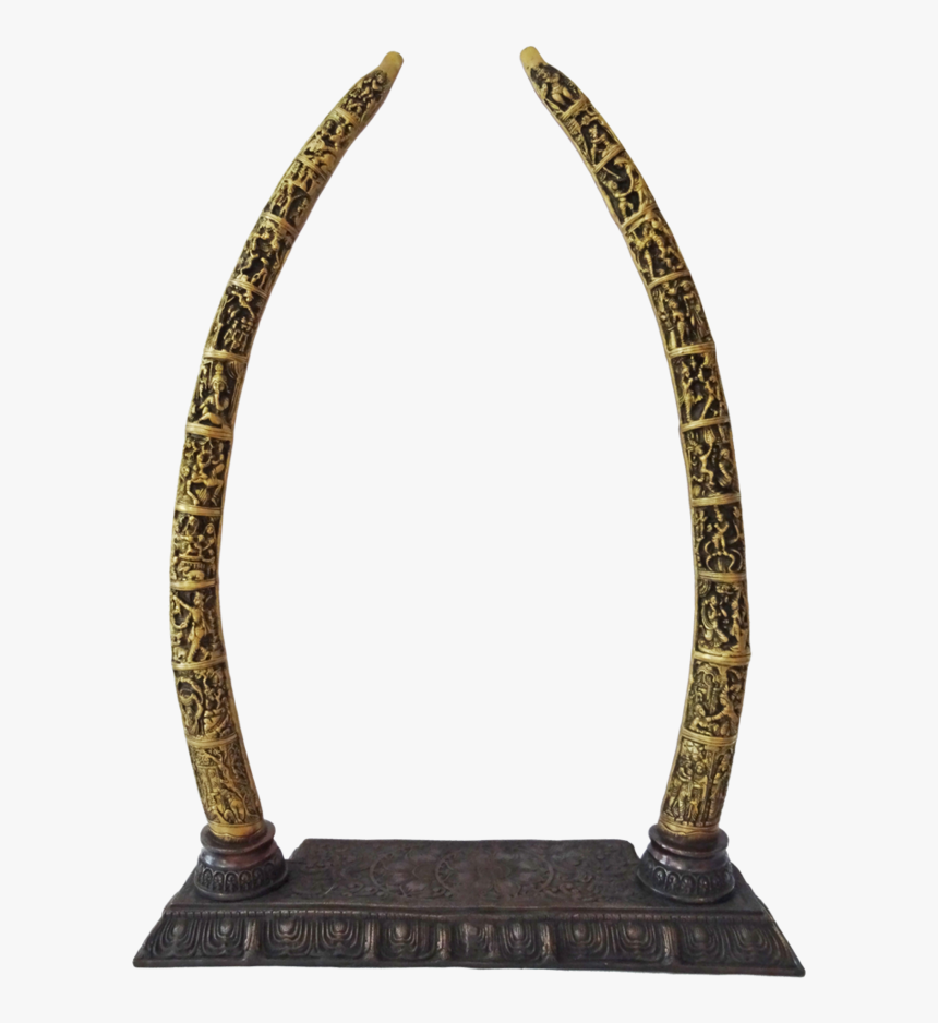 Well Designed Elephant Tusks In Brass Statue Showpiece,, HD Png ...