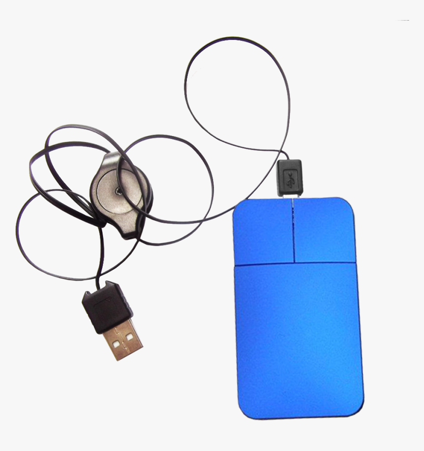 Wired Flat Mouse With Rectractable Cable And Light, HD Png Download ...