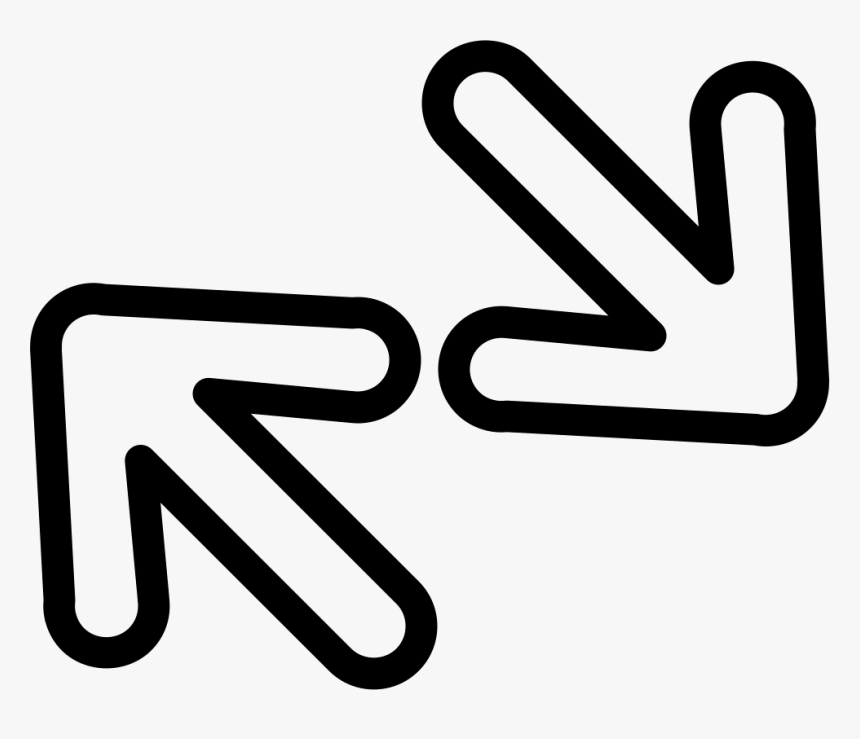 Couple Of Diagonal Opposite Arrows Outlines, HD Png Download ...