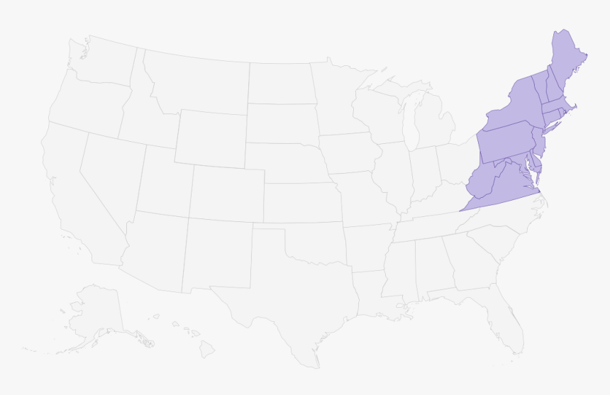 United States Map With Northeast Region Highlighted, HD Png Download ...