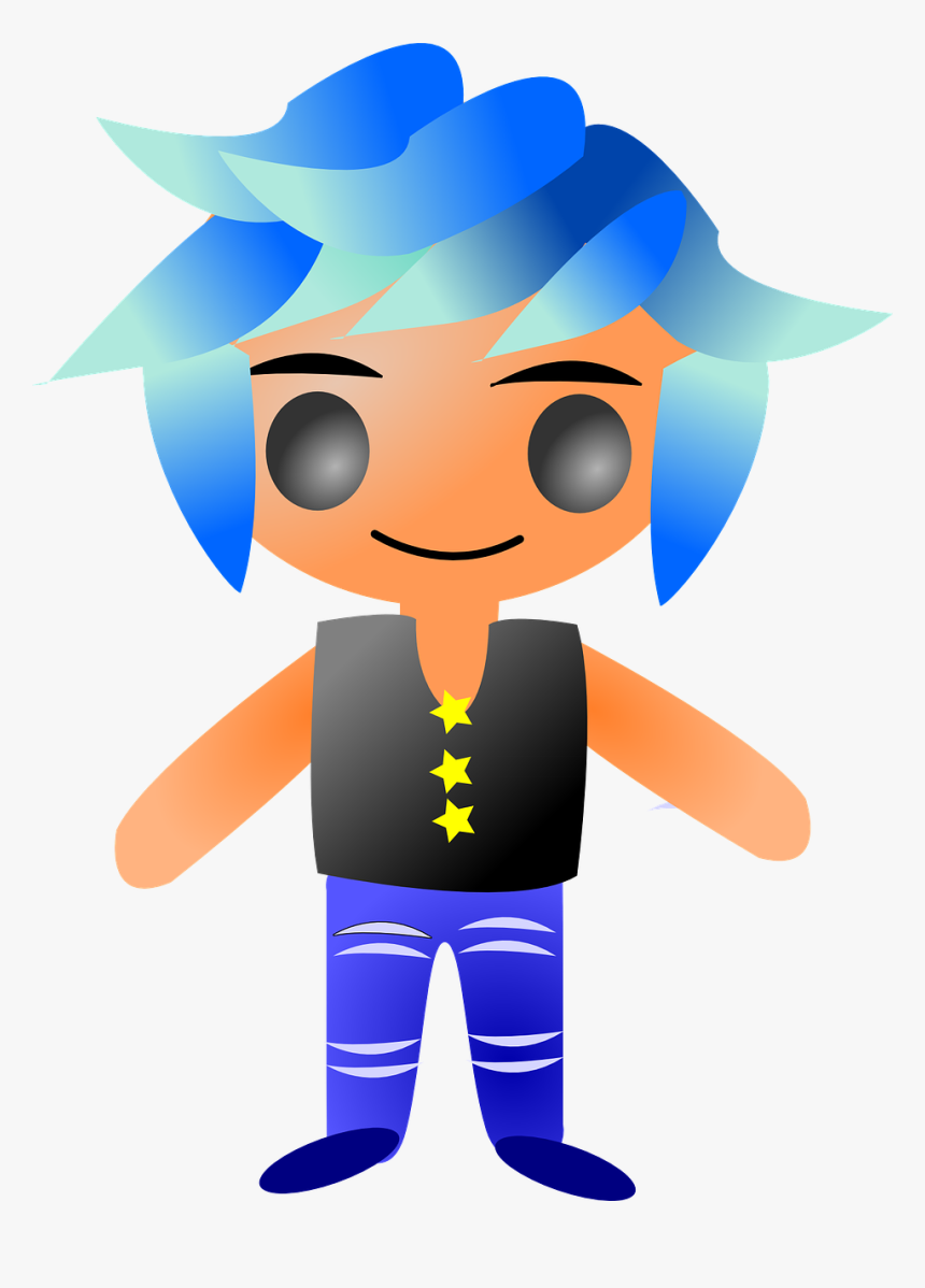 Boy With Blue Hair Clip Art, HD Png Download , Transparent Png Image ...
