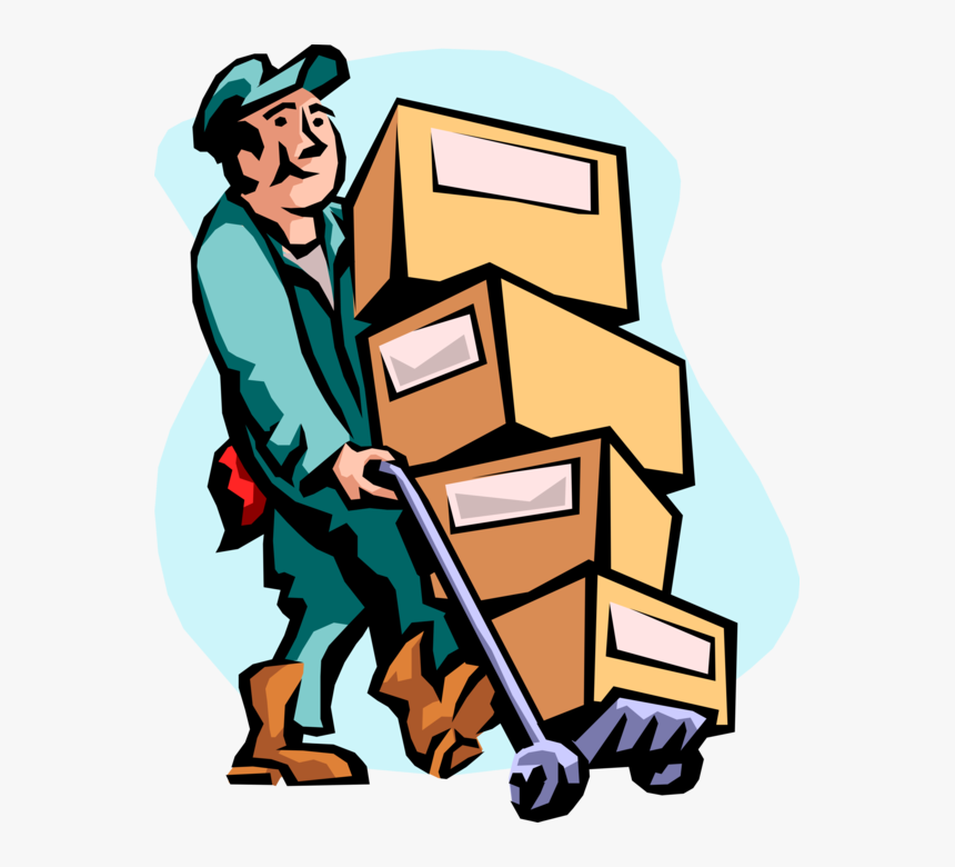 Vector Illustration Of Professional Mover Moving Boxes, HD Png Download ...
