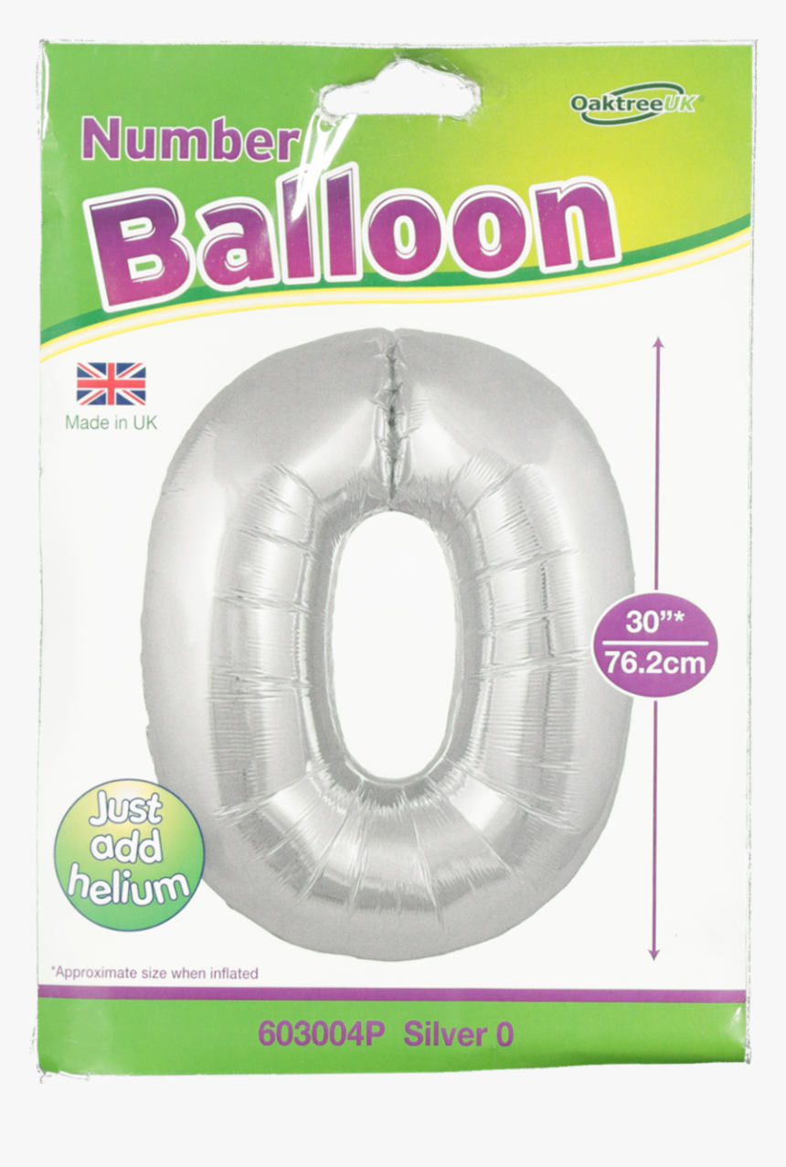 Foil Balloon Number 0 Silver, HD Png Download , Transparent Png Image ...