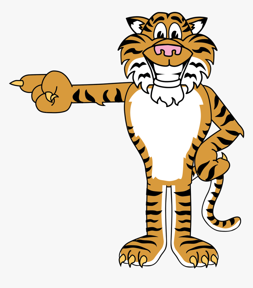 Tiger Mascot Pointing To The Left, HD Png Download , Transparent Png ...