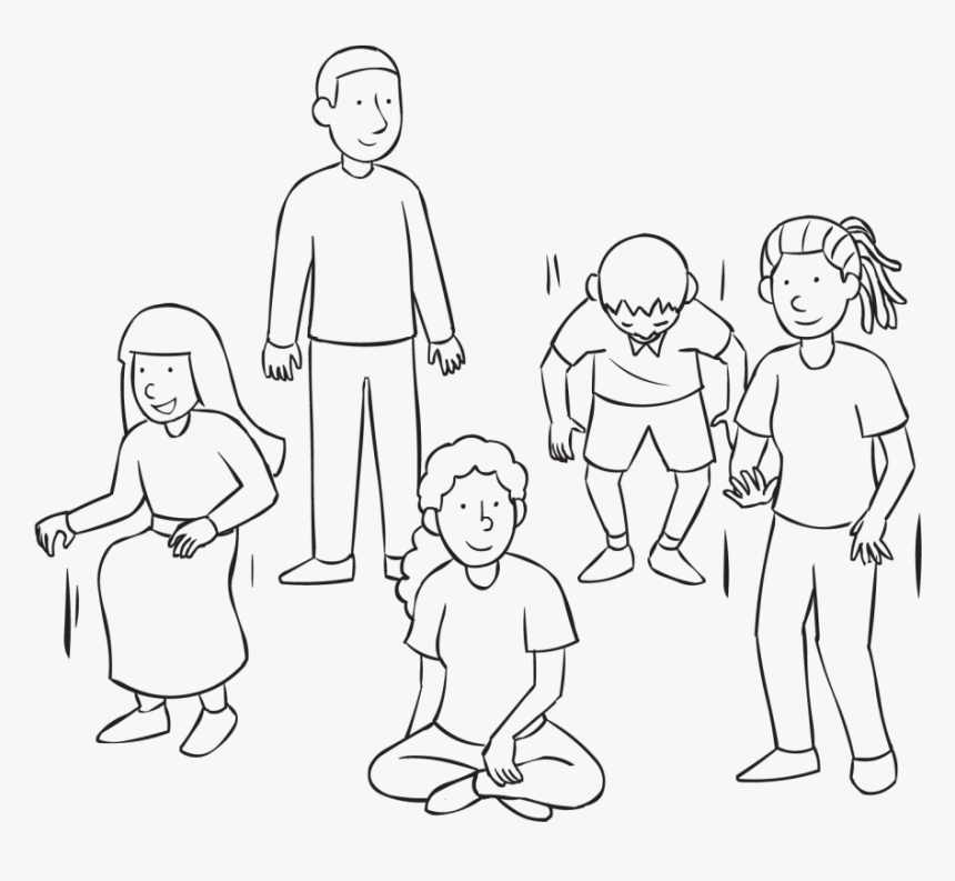 Group Of People Standing And Sitting As Part Of Fun - Line Art, HD Png ...