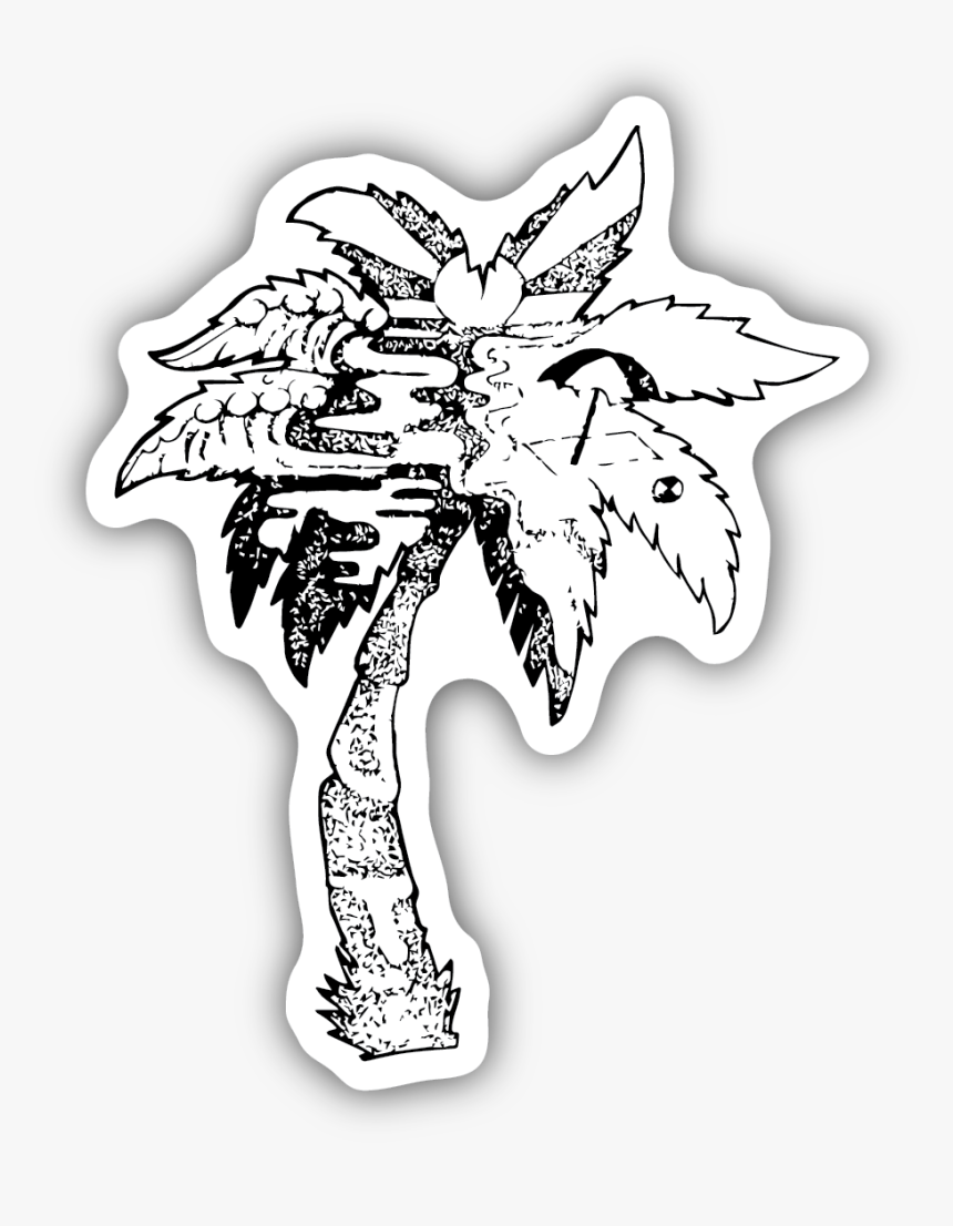 Palm Tree Scene Sticker - Line Art, HD Png Download , Transparent Png ...